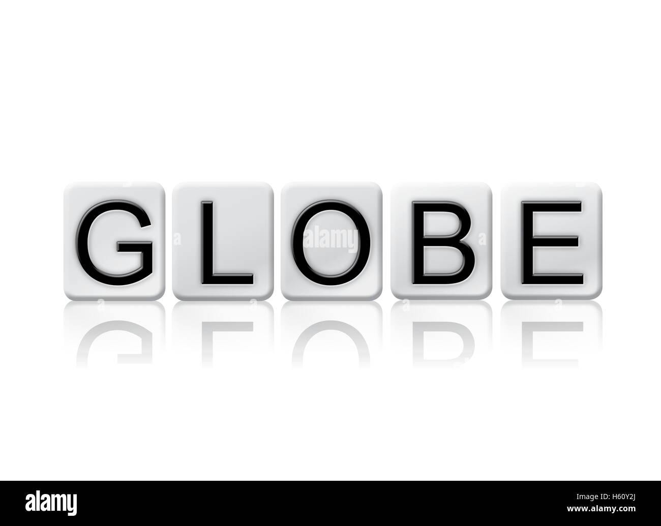 The word "Globe" written in tile letters isolated on a white background ...