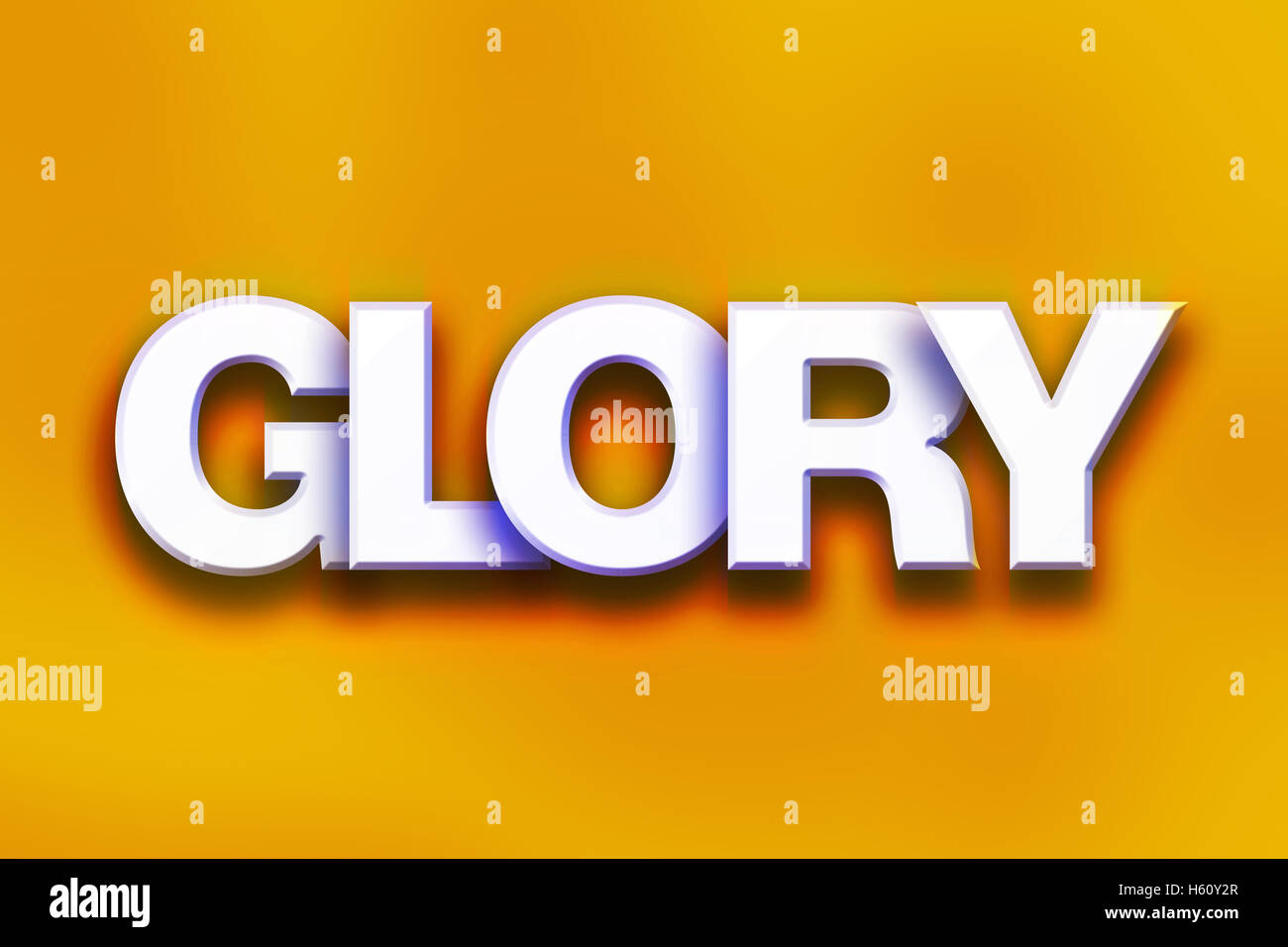 The word "Glory" written in white 3D letters on a colorful background ...