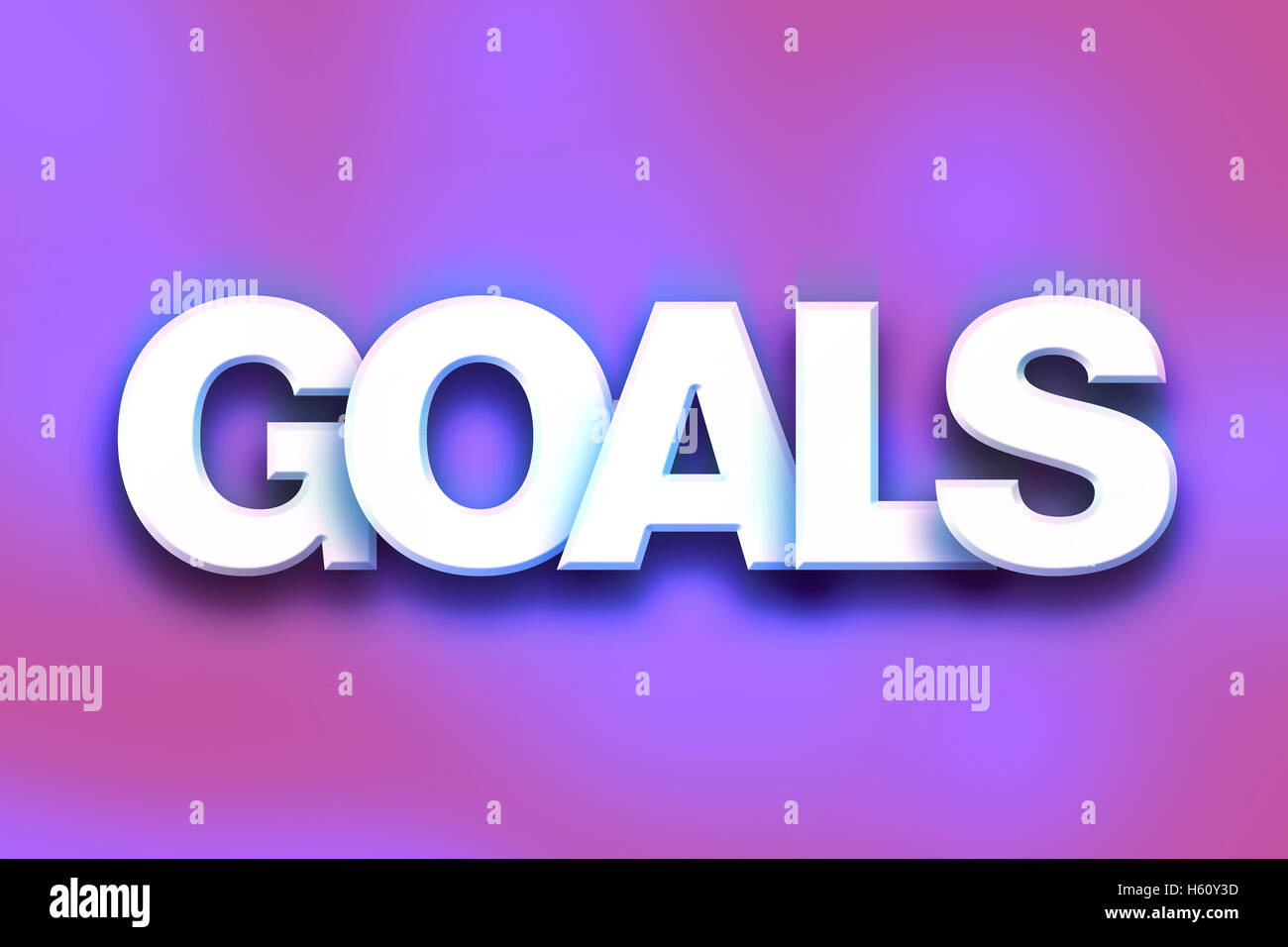 The word "Goals" written in white 3D letters on a colorful background ...