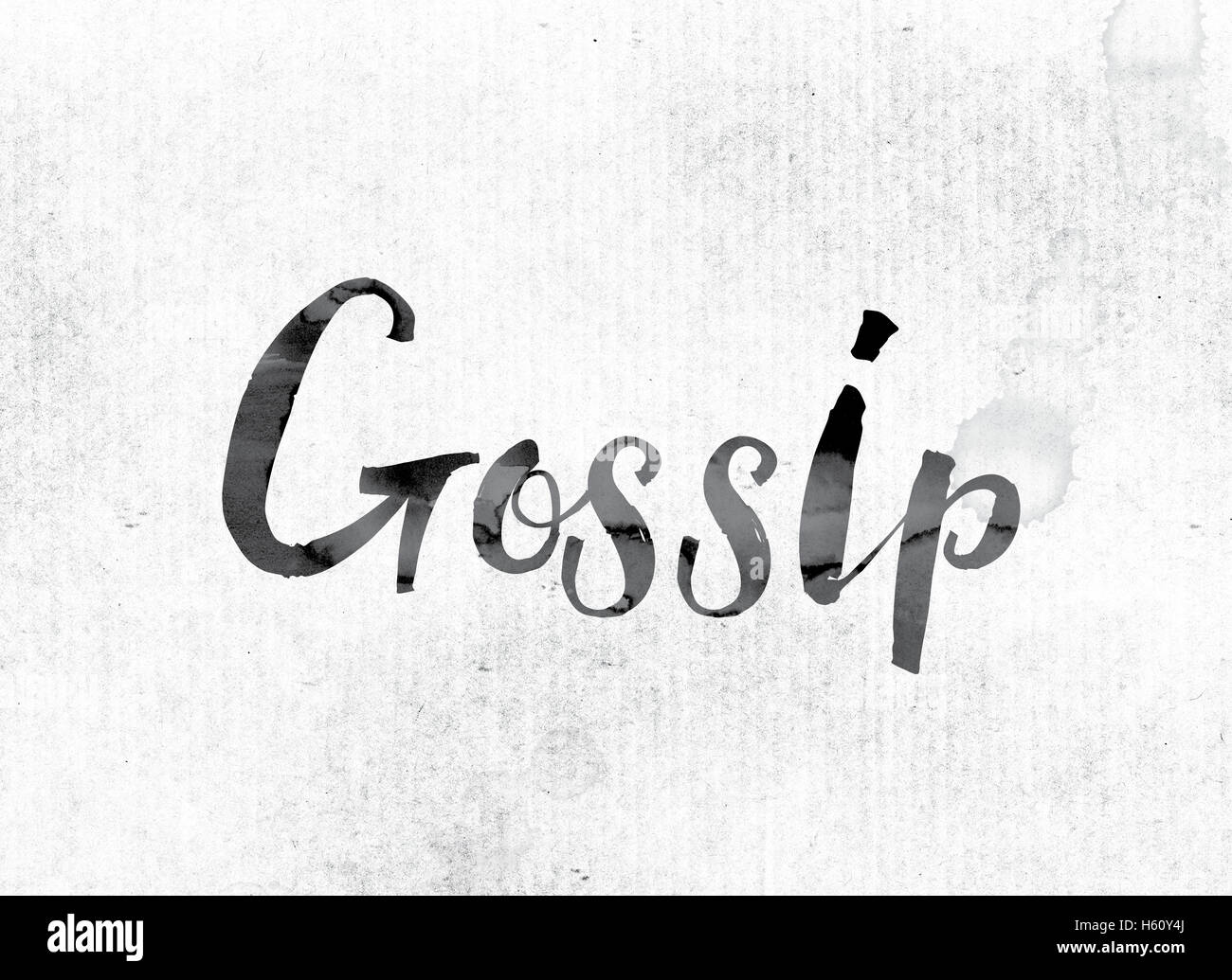 The word "Gossip" concept and theme painted in watercolor ink on a ...