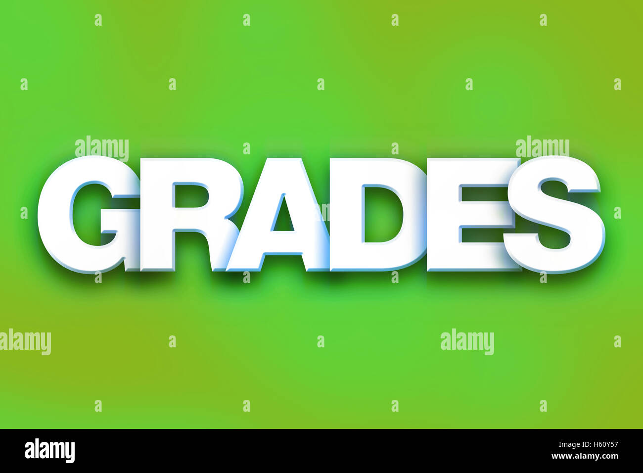 The word "Grades" written in white 3D letters on a colorful background ...