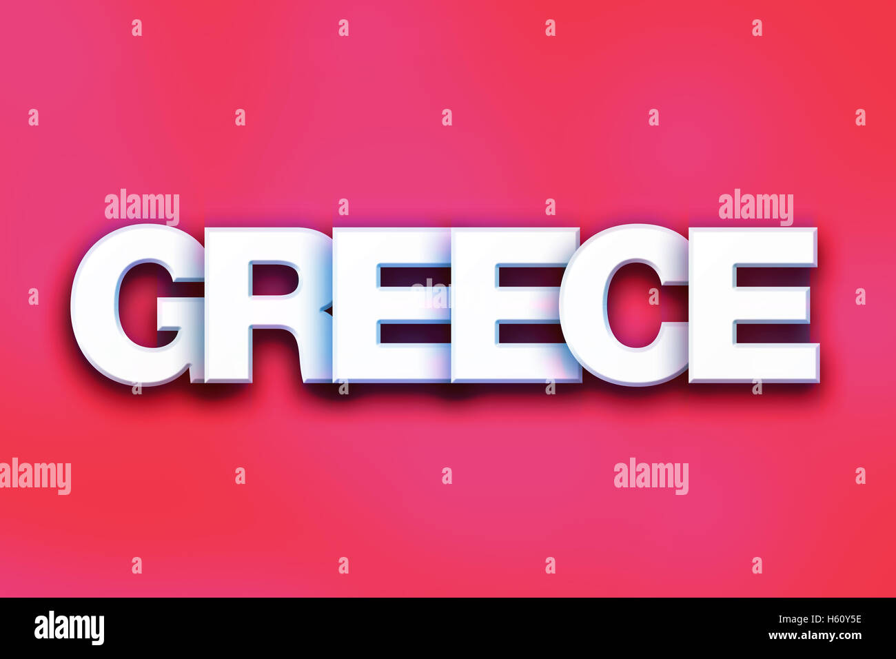 The word "Greece" written in white 3D letters on a colorful background ...