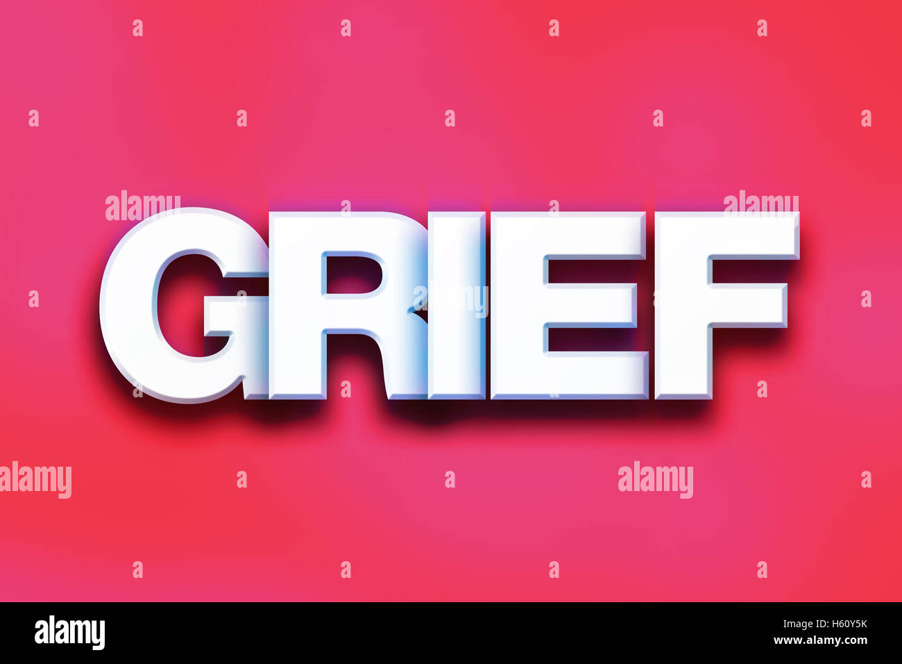 The word "Grief" written in white 3D letters on a colorful background ...