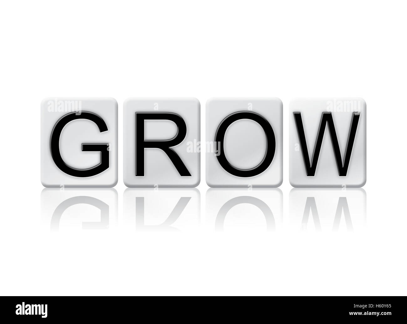 The word "Grow" written in tile letters isolated on a white background ...