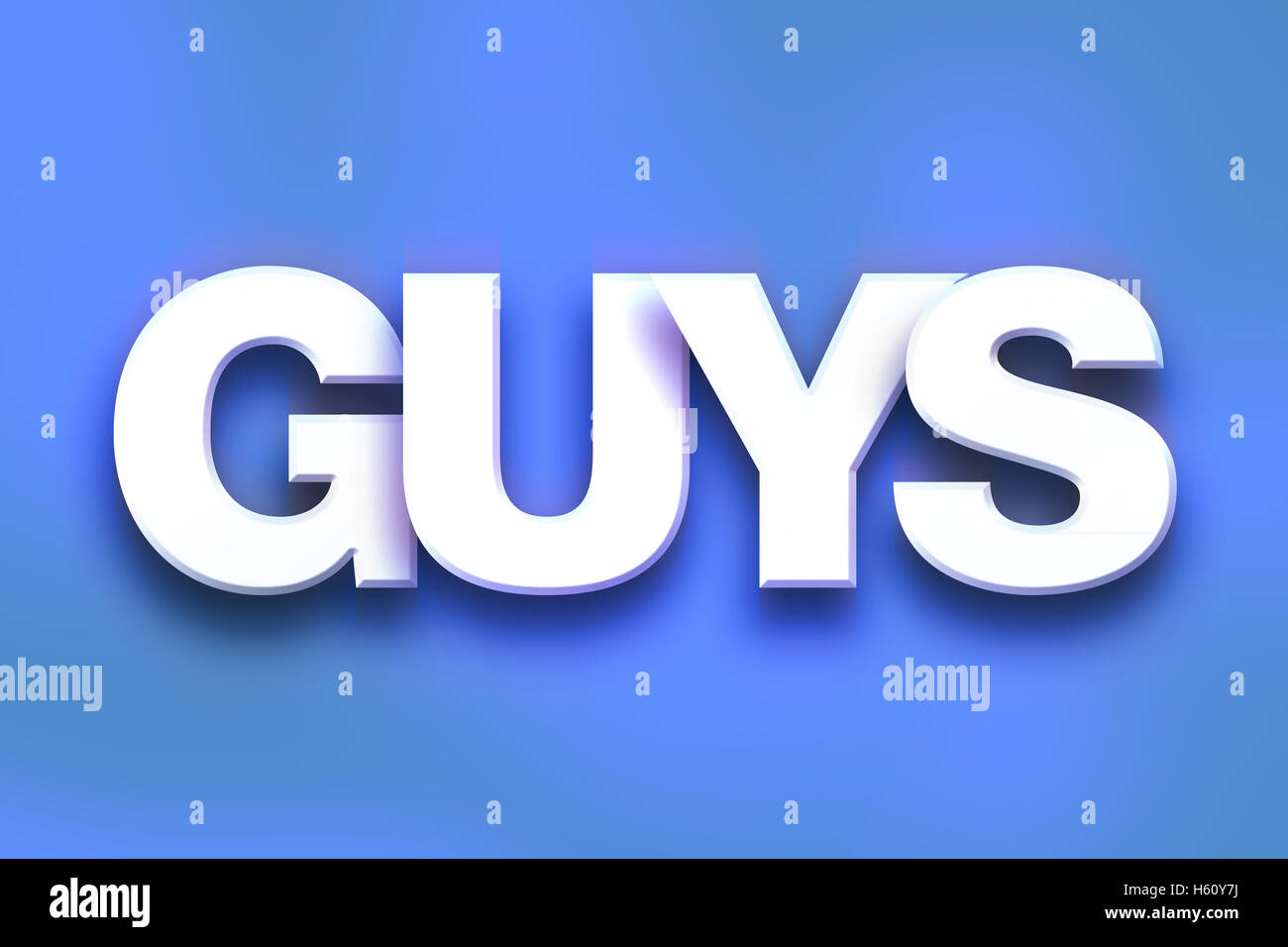 The word "Guys" written in white 3D letters on a colorful background ...