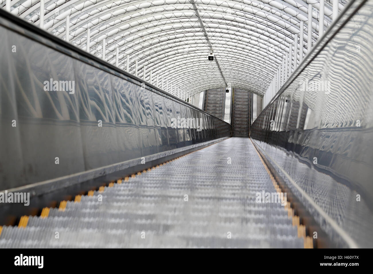 Outdoor escalator and stair with roof Stock Photo - Alamy