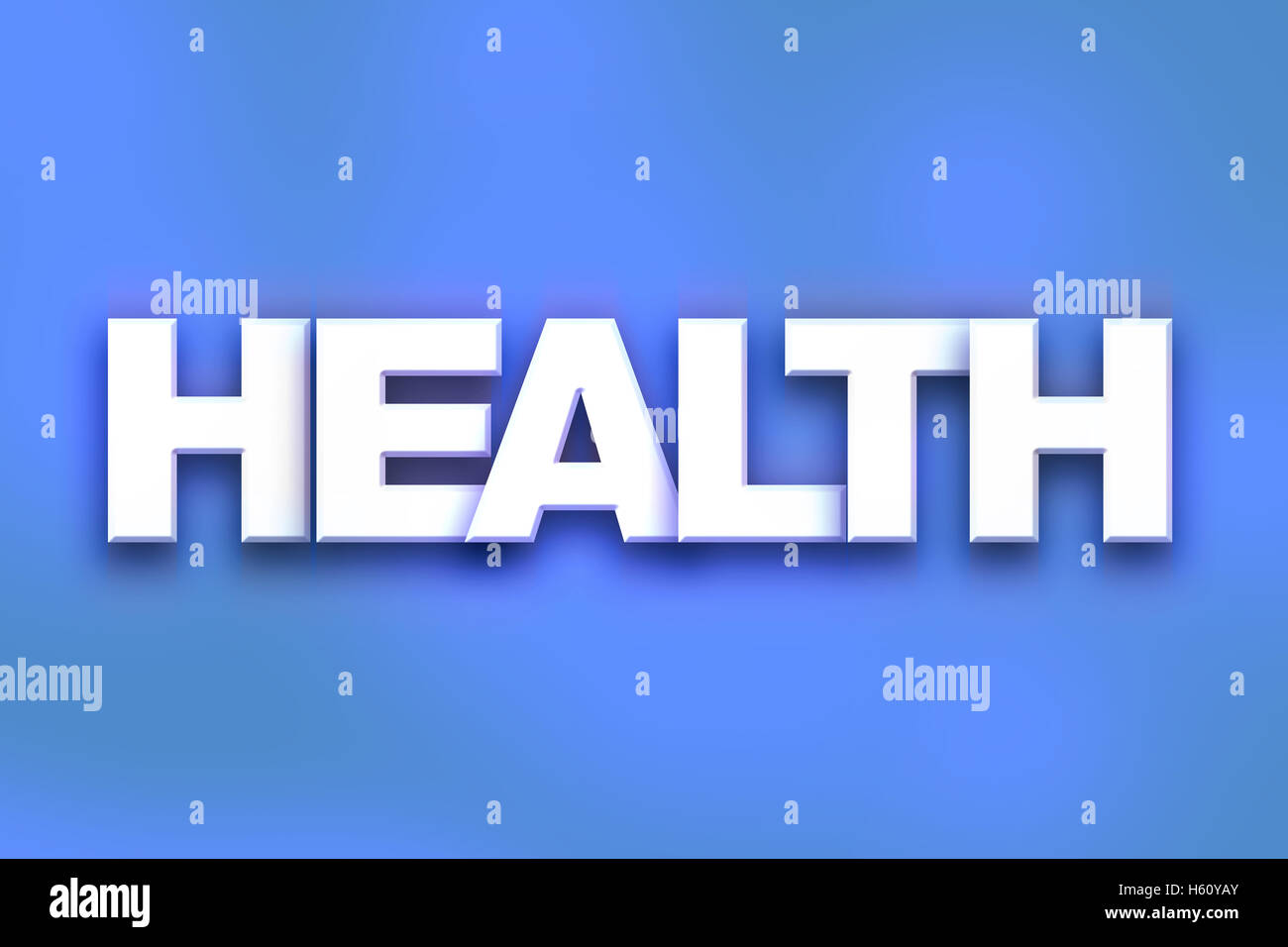 The word "Health" written in white 3D letters on a colorful background ...