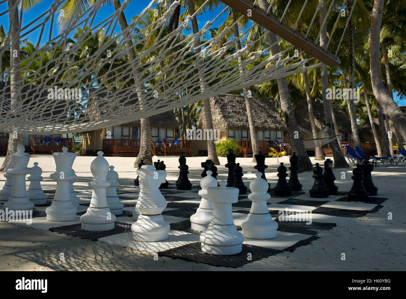 Aitutaki. Cook Island. Polynesia. South Pacific Ocean. Giant chess set ...