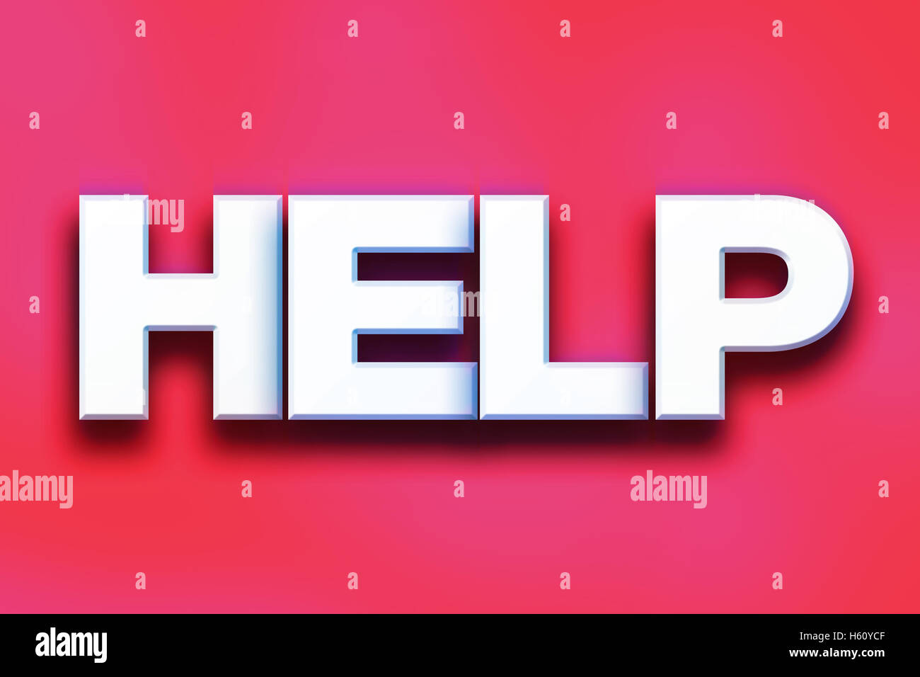 The word "Help" written in white 3D letters on a colorful background ...