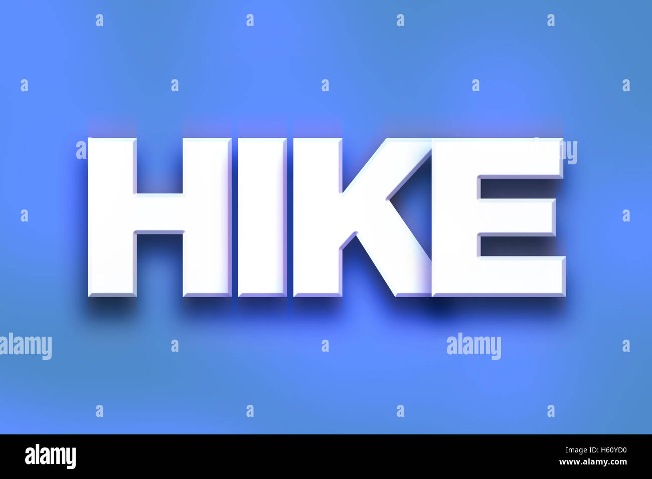The word "Hike" written in white 3D letters on a colorful background ...