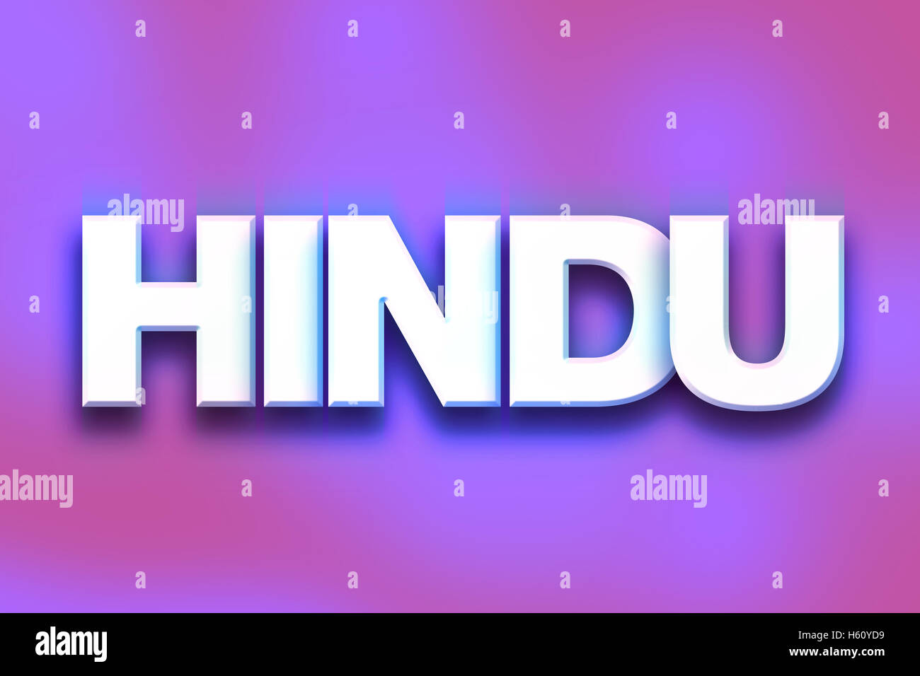 The word "Hindu" written in white 3D letters on a colorful background ...