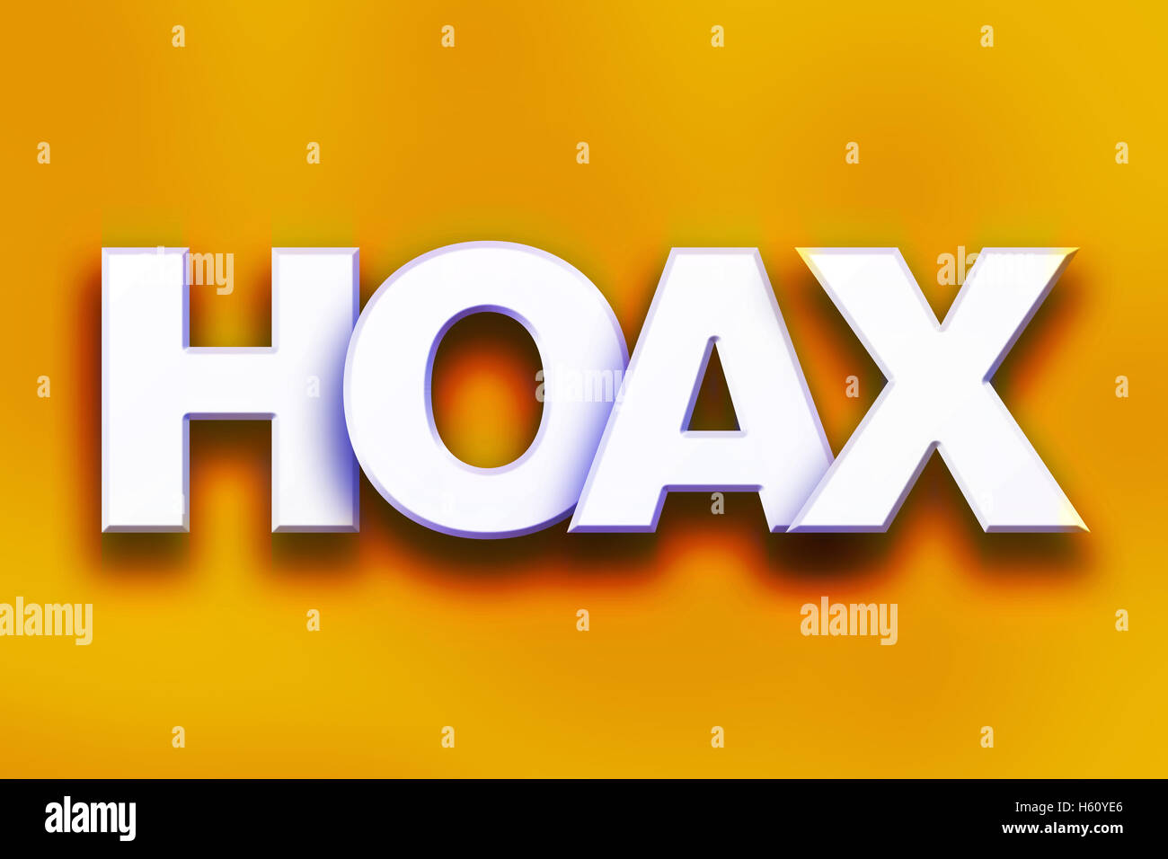 The word "Hoax" written in white 3D letters on a colorful background ...
