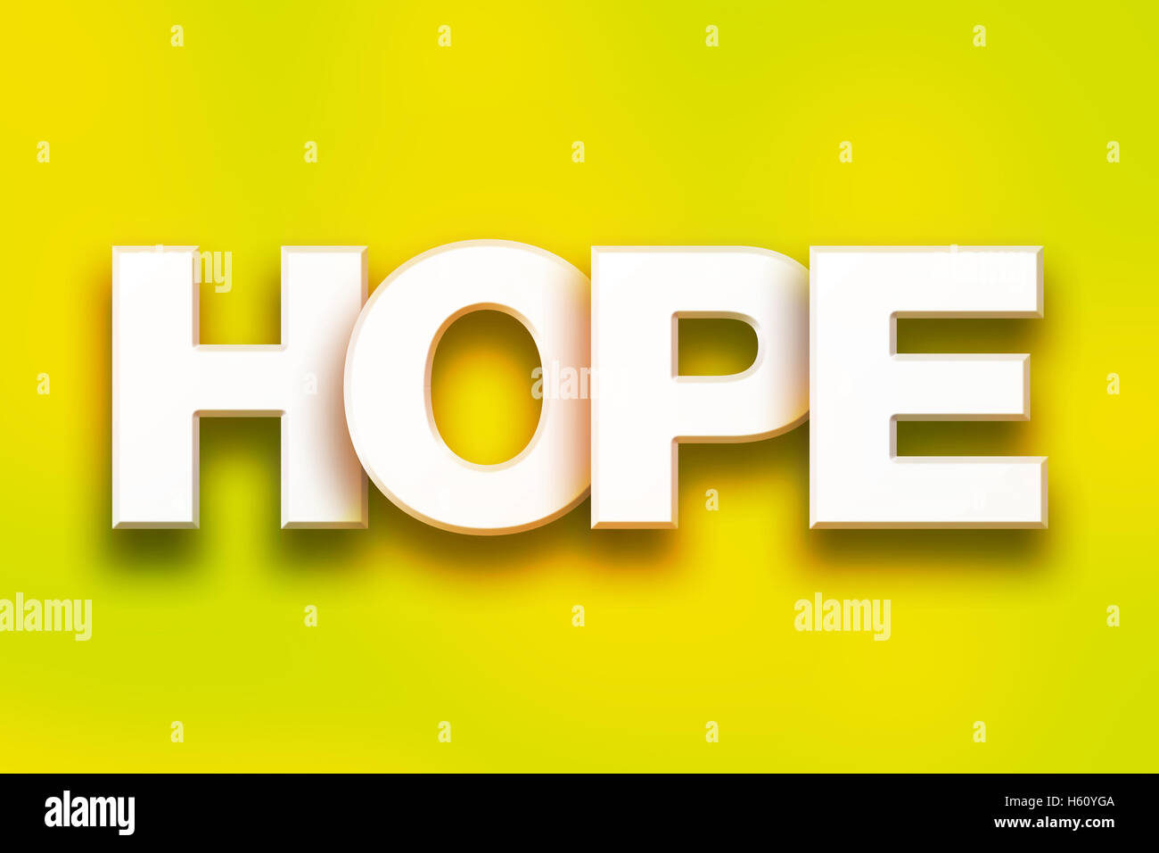 The word "Hope" written in white 3D letters on a colorful background ...