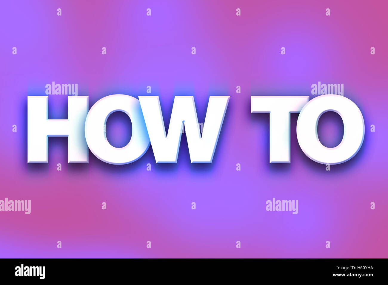 The word "How To" written in white 3D letters on a colorful background ...