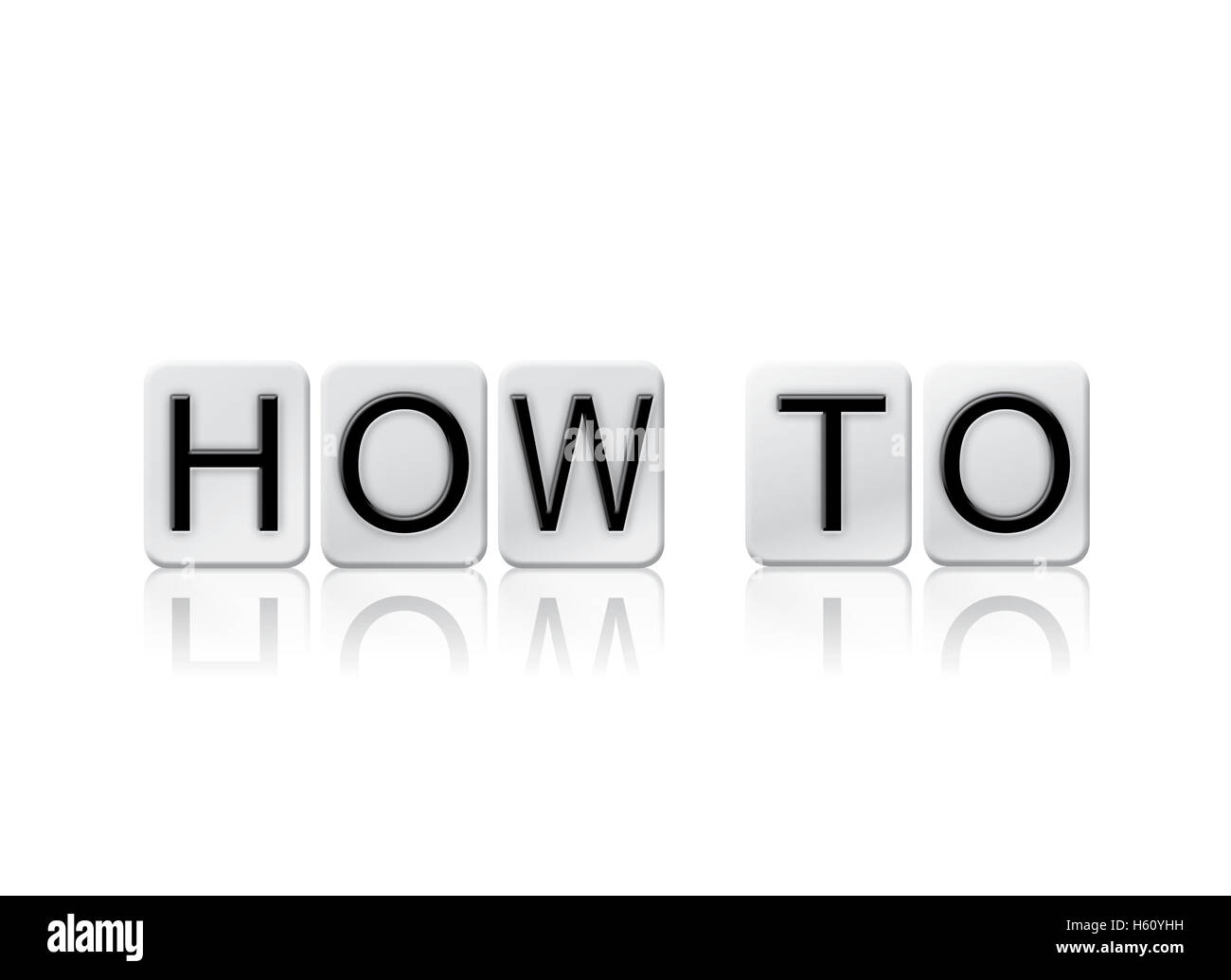 The word "How To" written in tile letters isolated on a white ...