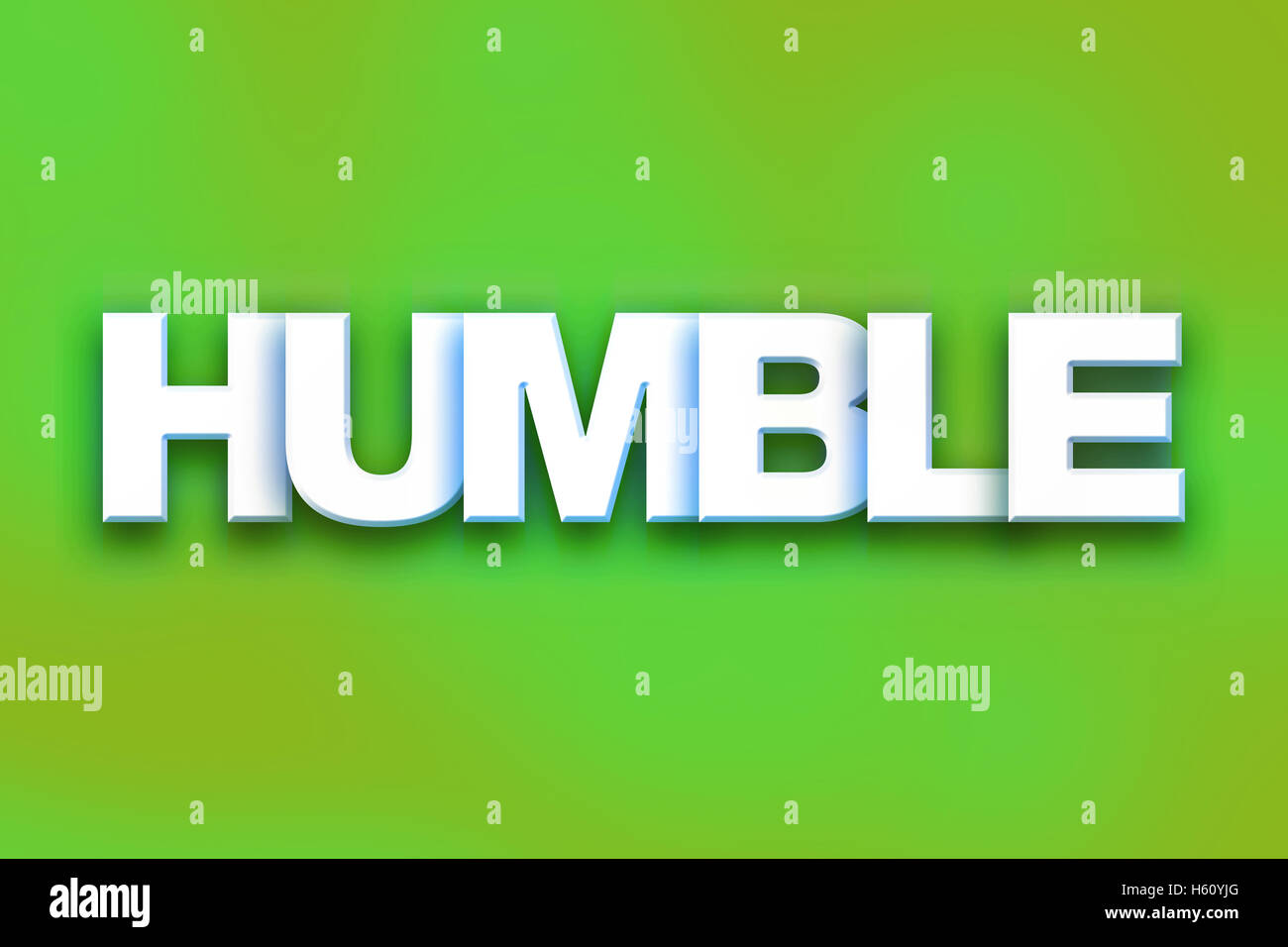 The word "Humble" written in white 3D letters on a colorful background ...