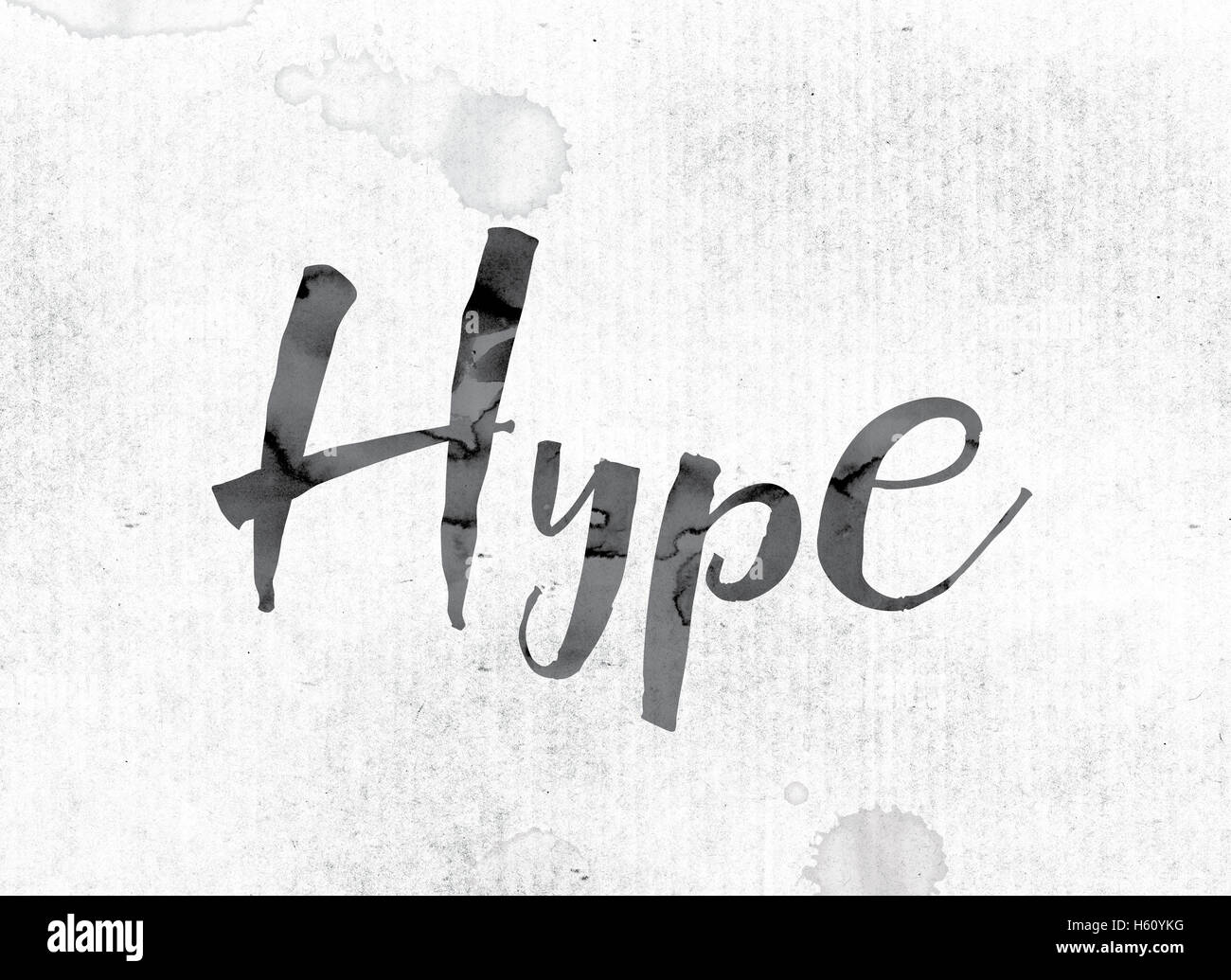 The word "Hype" concept and theme painted in watercolor ink on a white ...