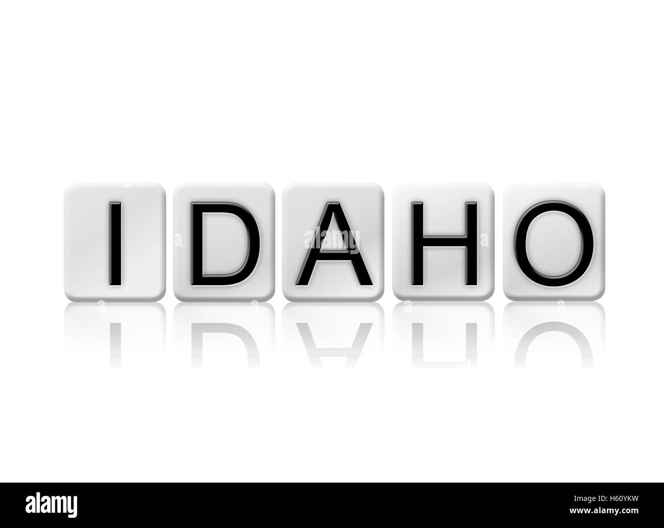 The word "Idaho" written in tile letters isolated on a white background ...