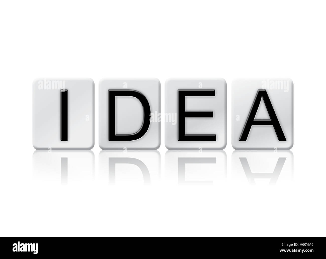 The word "Idea" written in tile letters isolated on a white background ...