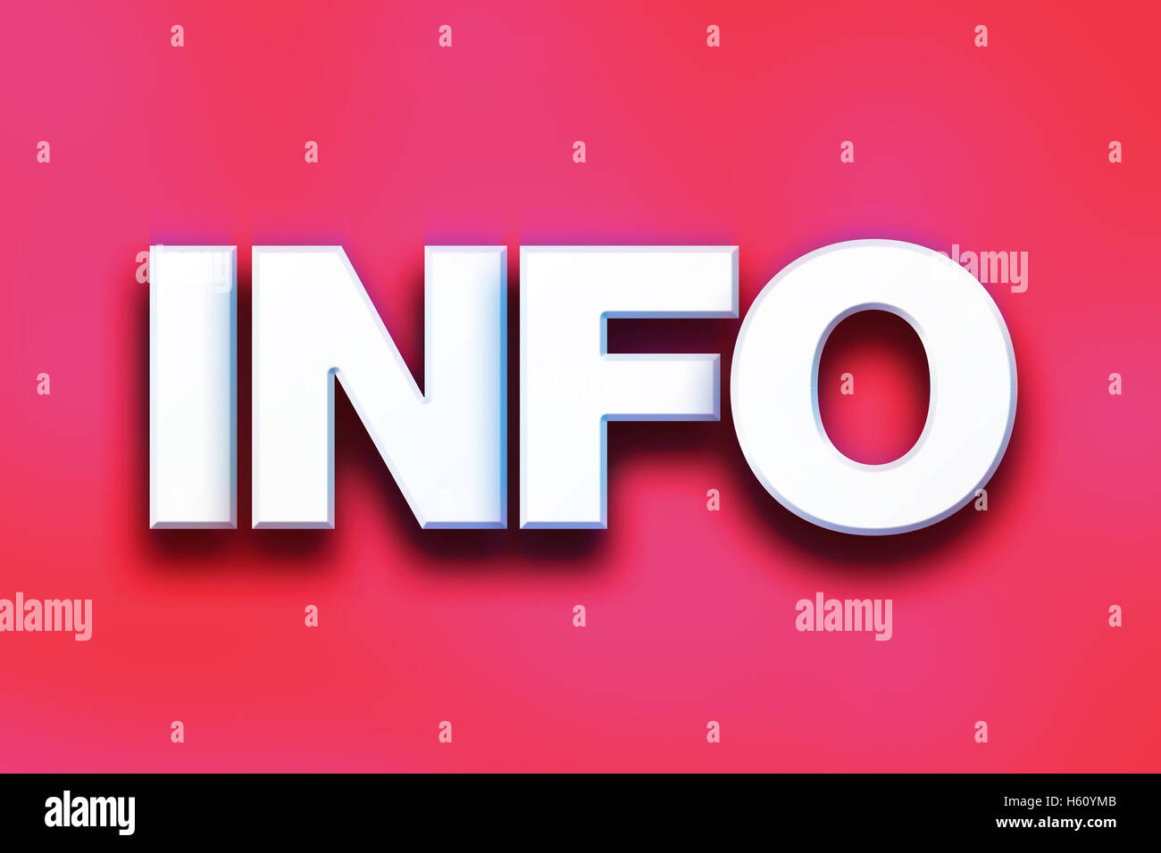The word "Info" written in white 3D letters on a colorful background ...