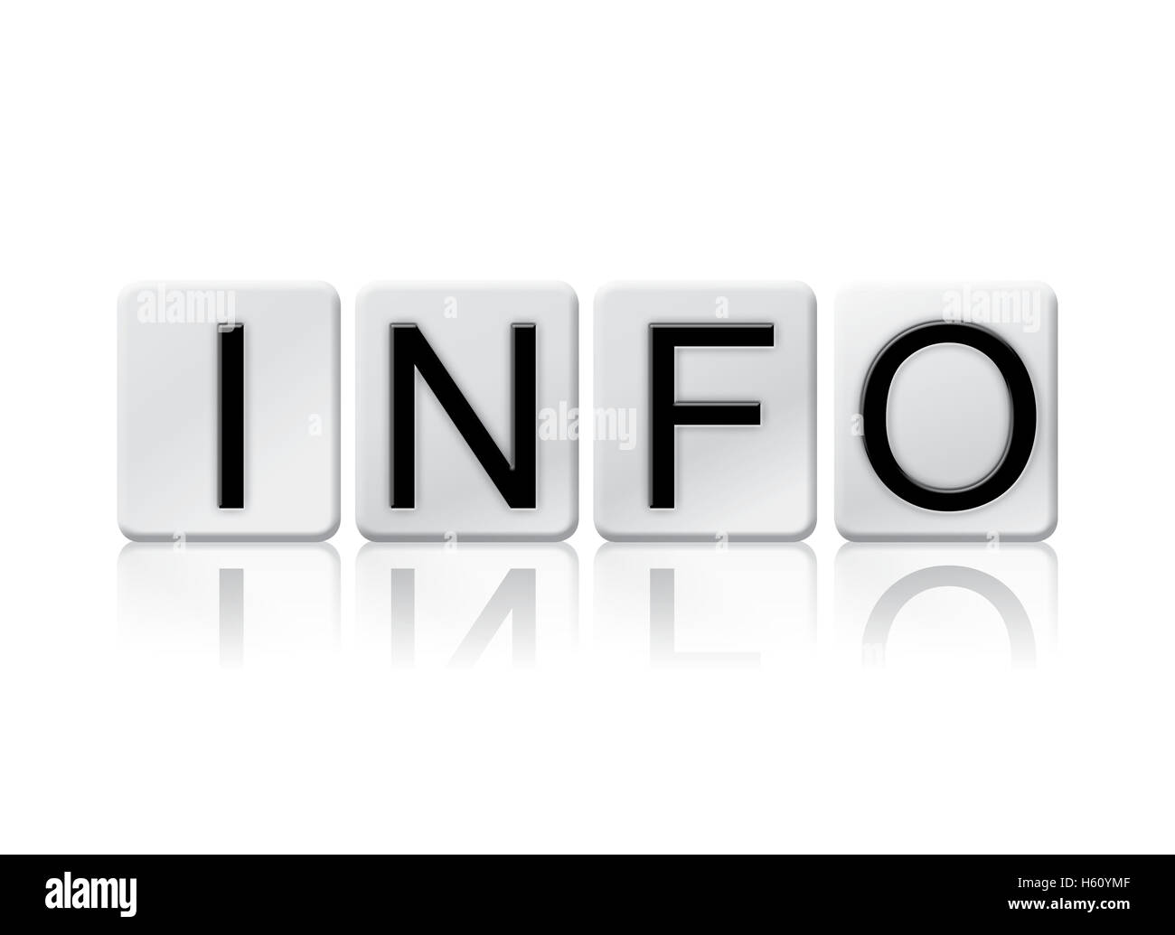 The word "Info" written in tile letters isolated on a white background ...