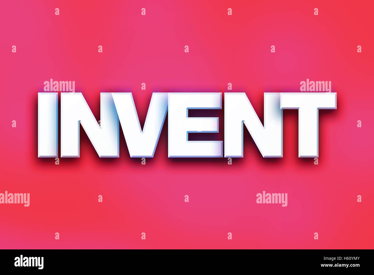 The word "Invent" written in white 3D letters on a colorful background ...