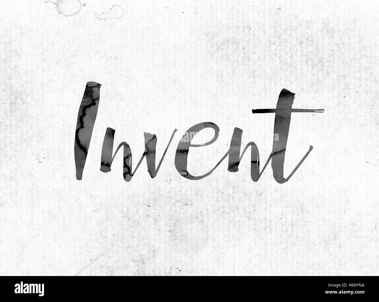 The word "Invent" concept and theme painted in watercolor ink on a ...