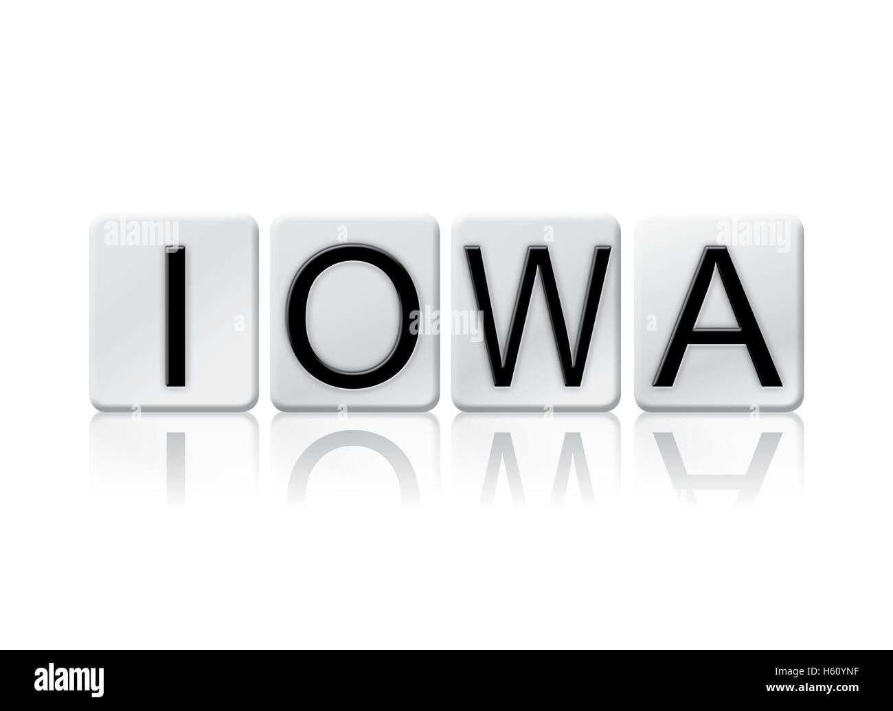 The word "Iowa" written in tile letters isolated on a white background ...
