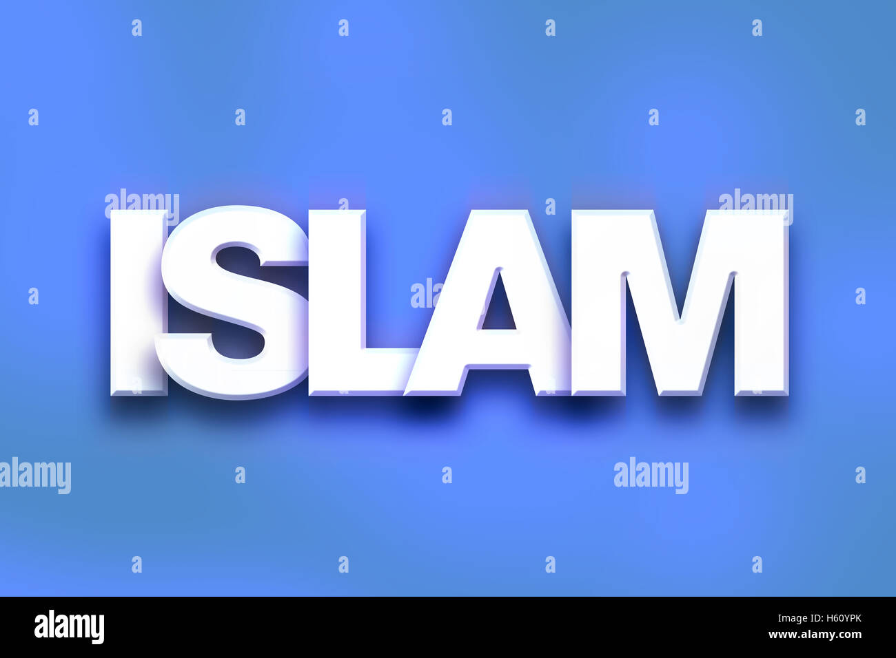 The word "Islam" written in white 3D letters on a colorful background ...