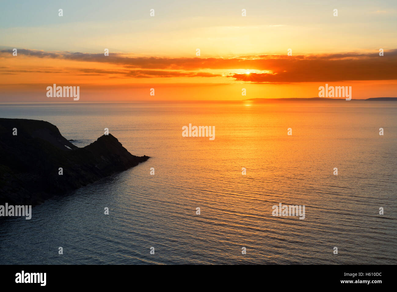 beautiful serene sunset over loop head with the ballybunion coast on ...
