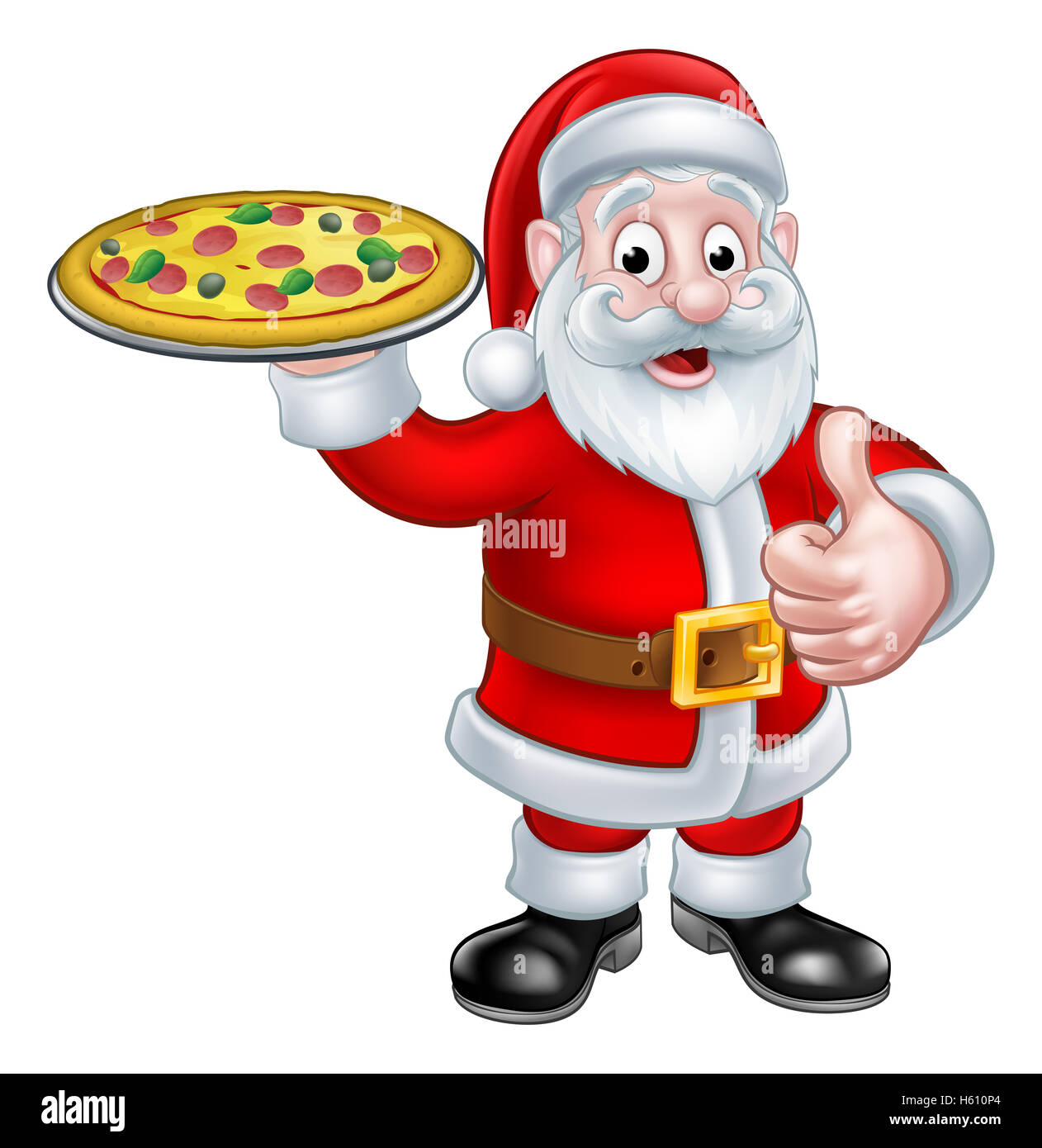 Santa Christmas Chef cartoon character giving a thumbs up and holding a ...