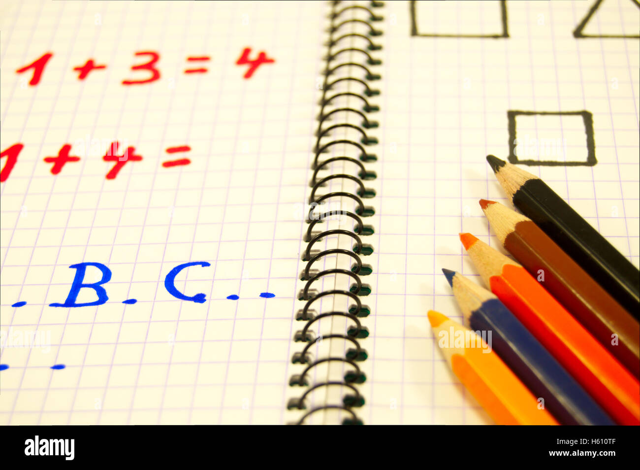 An exercise book of notes for the primary school Stock Photo - Alamy