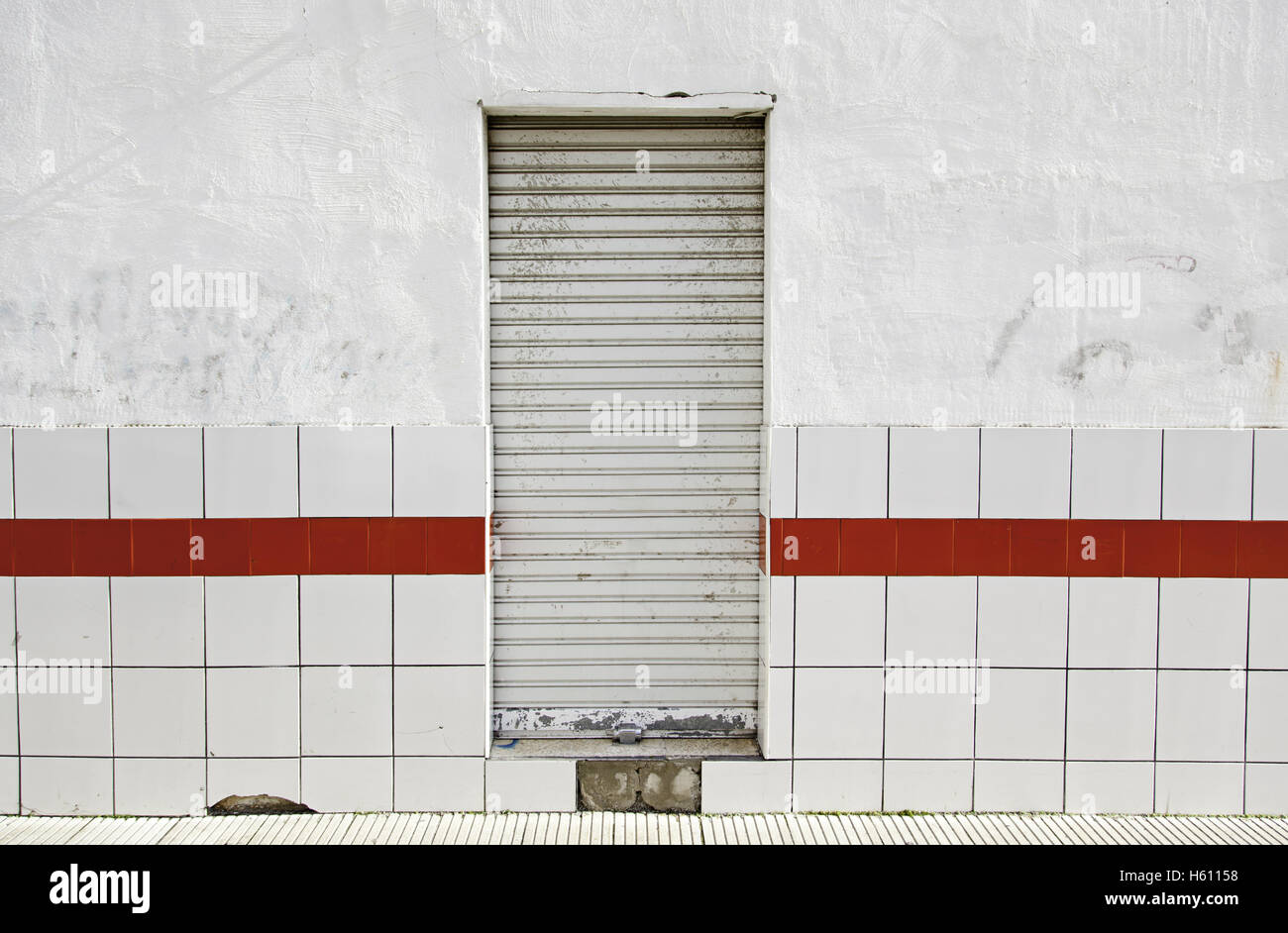 Wall with door closed, abandoned the local detail, exterior detail in ...