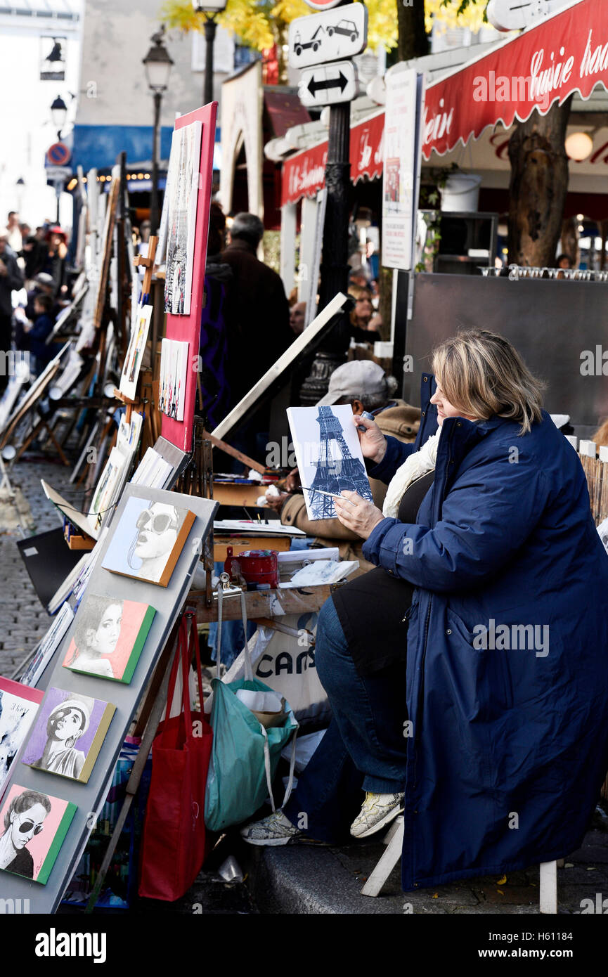 Painter, place du Tertre, Montmartre, Paris, France Stock Photo - Alamy