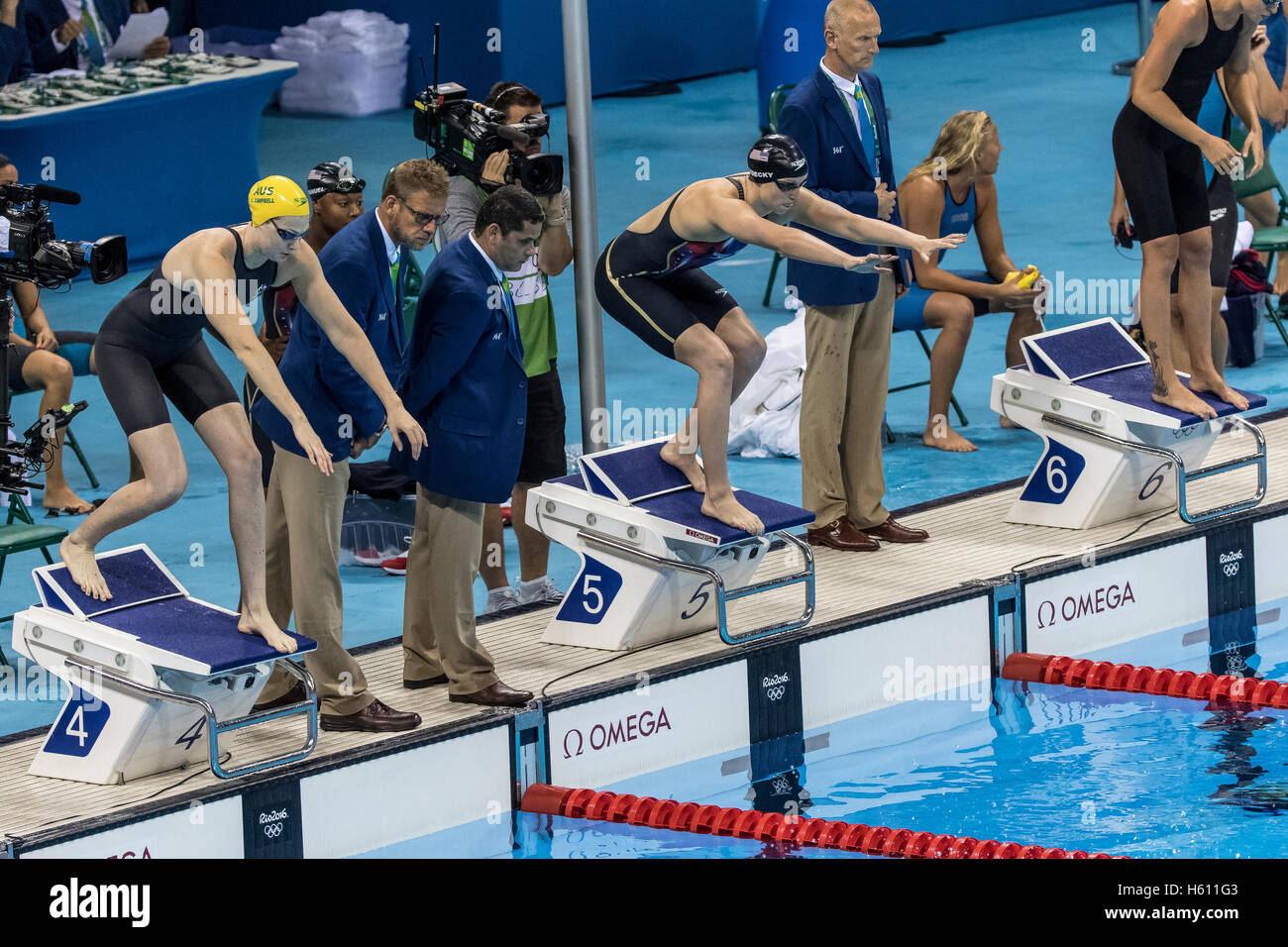 Cate Campbell (AUS) and Katie Ledecky(USA) starting the anchor leg in ...