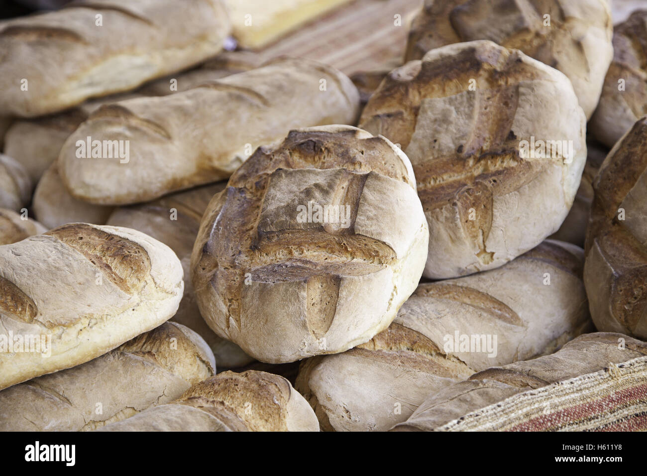 Traditional baked bread, detail daily staple, cereal-based food, food ...