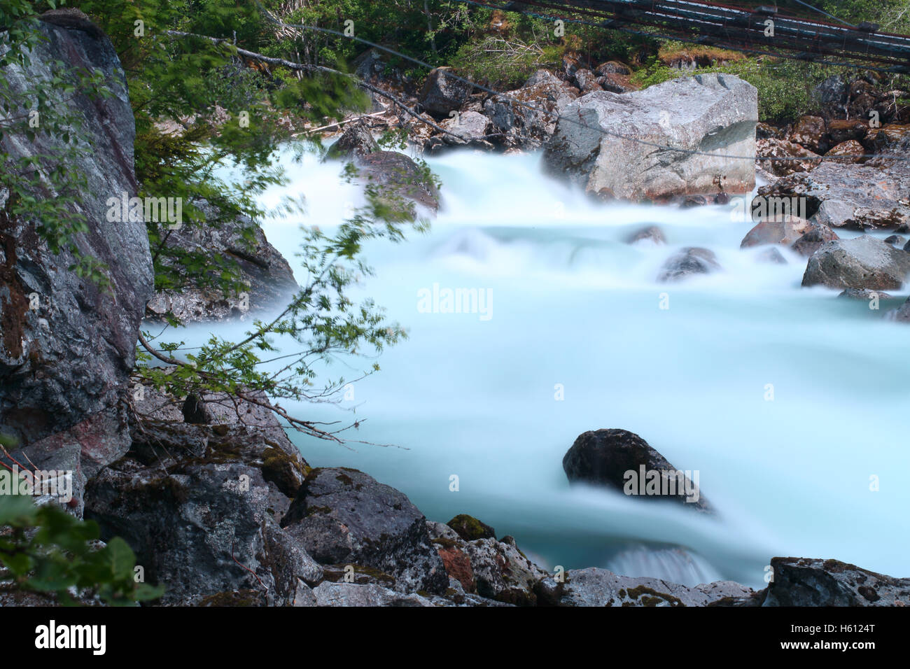 Fast flowing water in river rapids, long exposure Stock Photo - Alamy