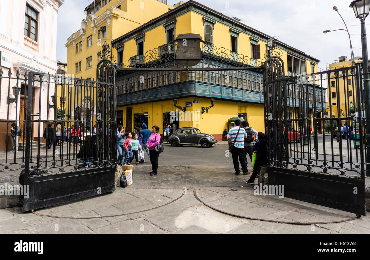 Architectural details in the historical center of Lima city, Peru Stock ...