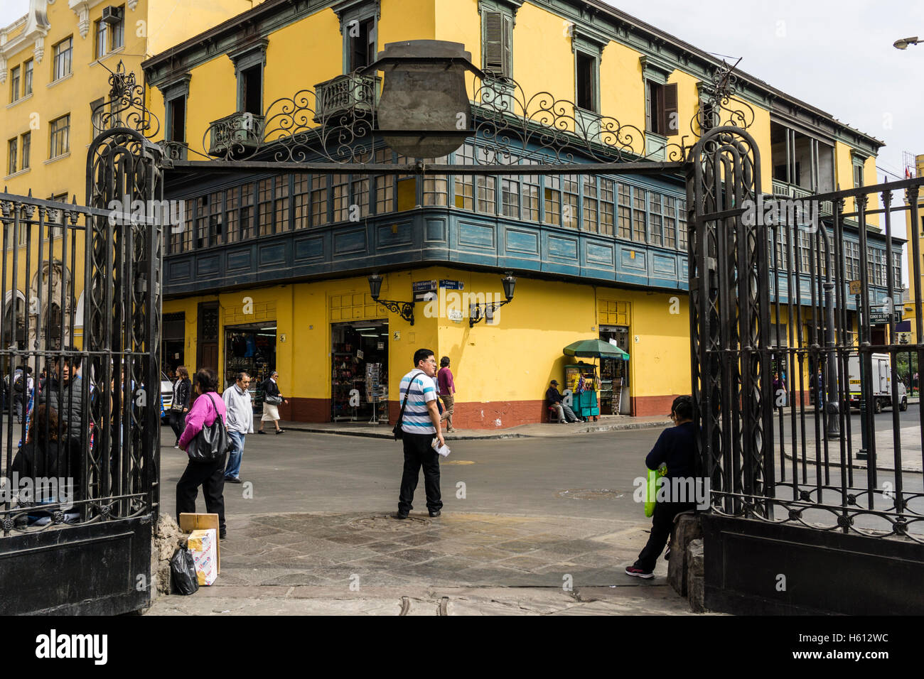 Architectural details in the historical center of Lima city, Peru Stock ...