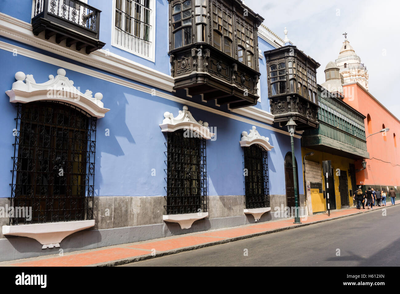 Architectural details in the historical center of Lima city, Peru Stock ...
