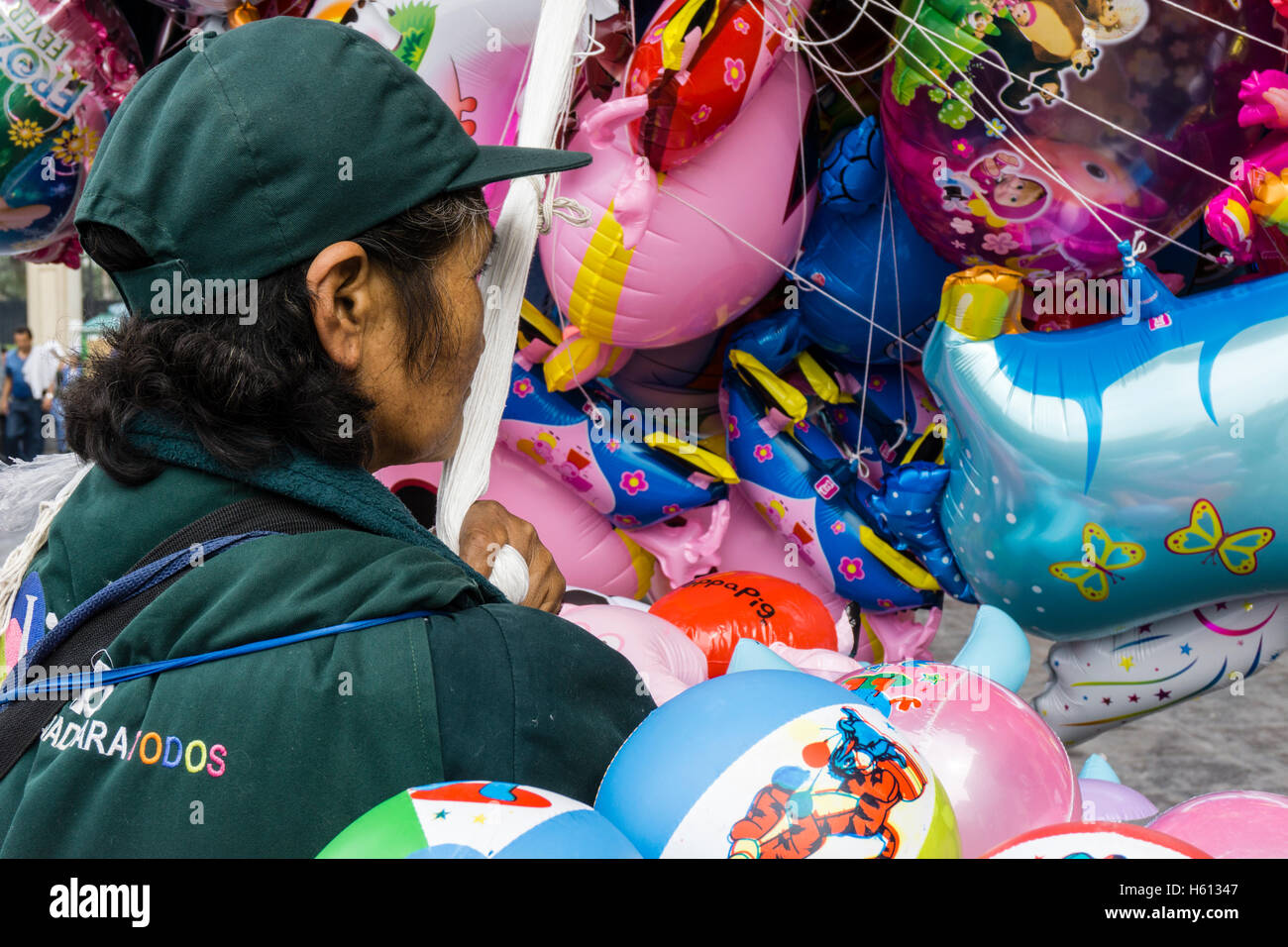 Selling balloons in the historic center of Lima city, Peru Stock Photo ...