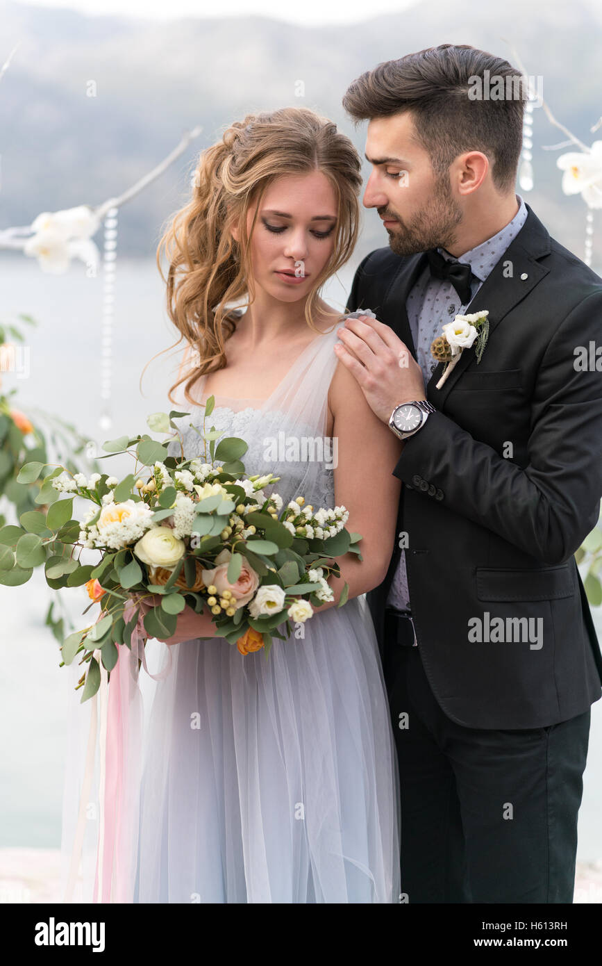 beautiful caucasian couple just married Stock Photo - Alamy