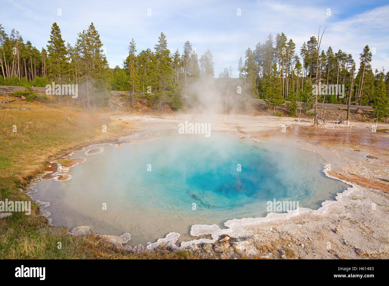 Colorful hot water pool in the Yellowstone National park, USA Stock ...