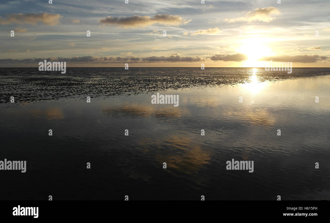 1 shallow wide sea water channel foreground extending right background ...