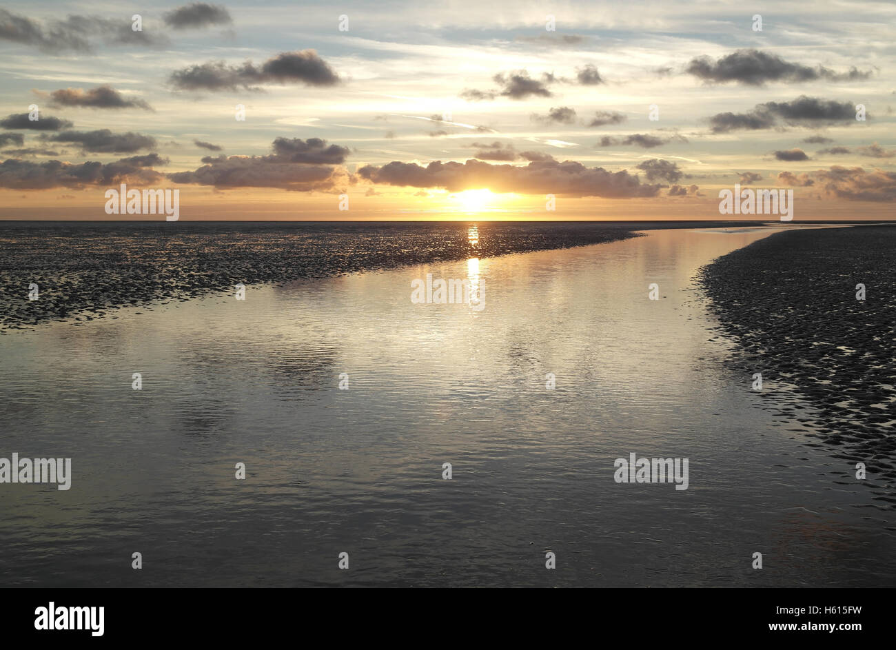 1 shallow wide sea water channel foreground extending right background ...