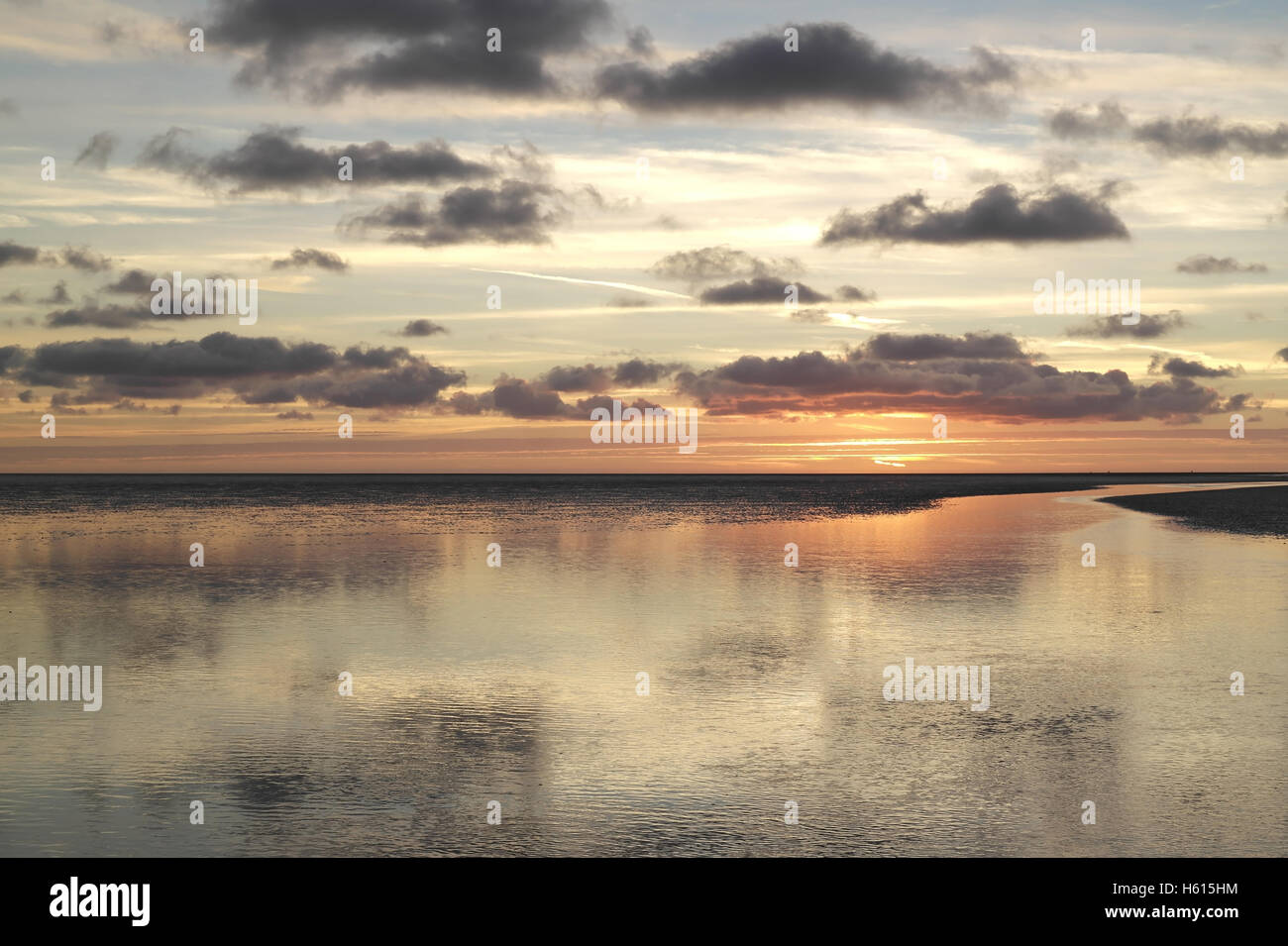 1 shallow sea water channel foreground extending narrowing right ...