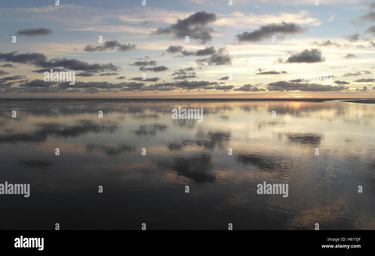 1 wide shallow sea water channel foreground extending right background ...
