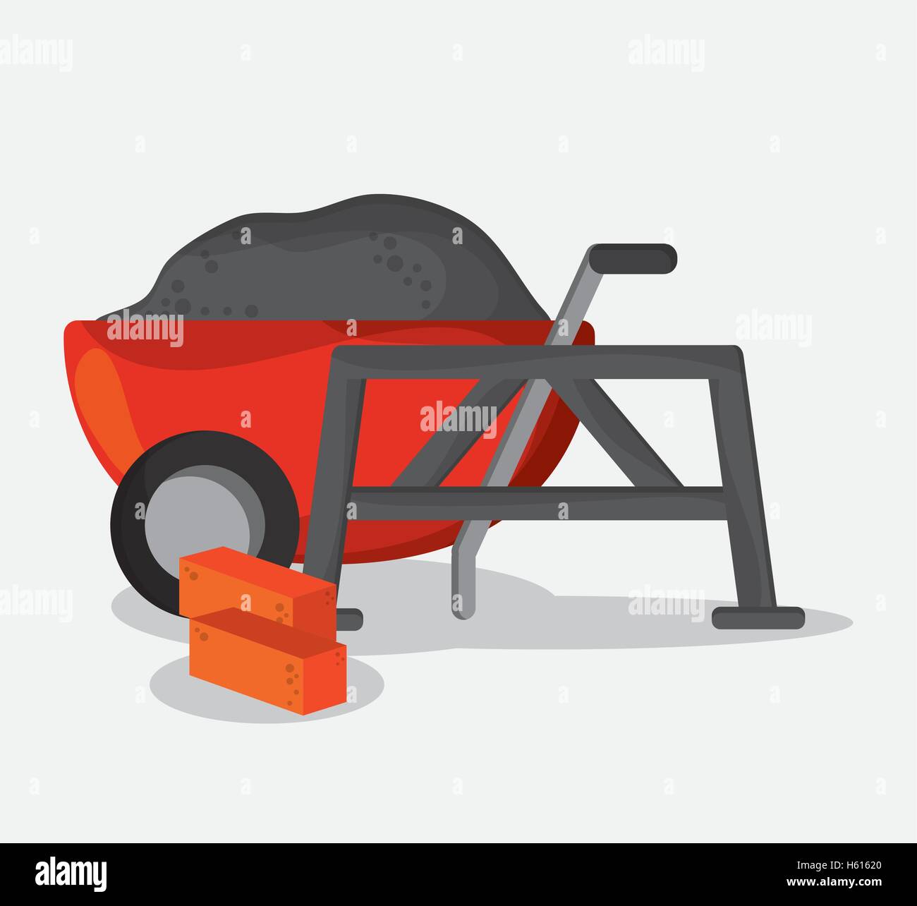 Wheelbarrow and brick of under construction design Stock Vector Image ...