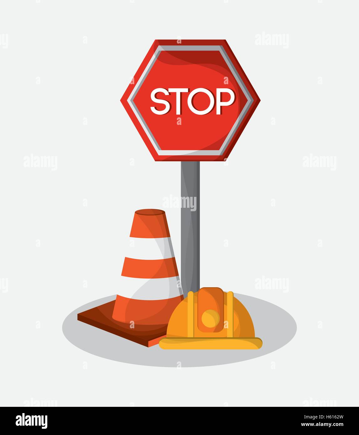 Stop cone and helmet of under construction design Stock Vector Image ...