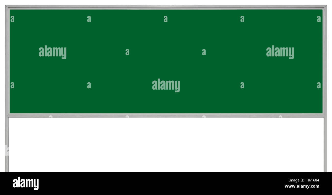 Green metal ad sign board signage, isolated blank empty roadside ...